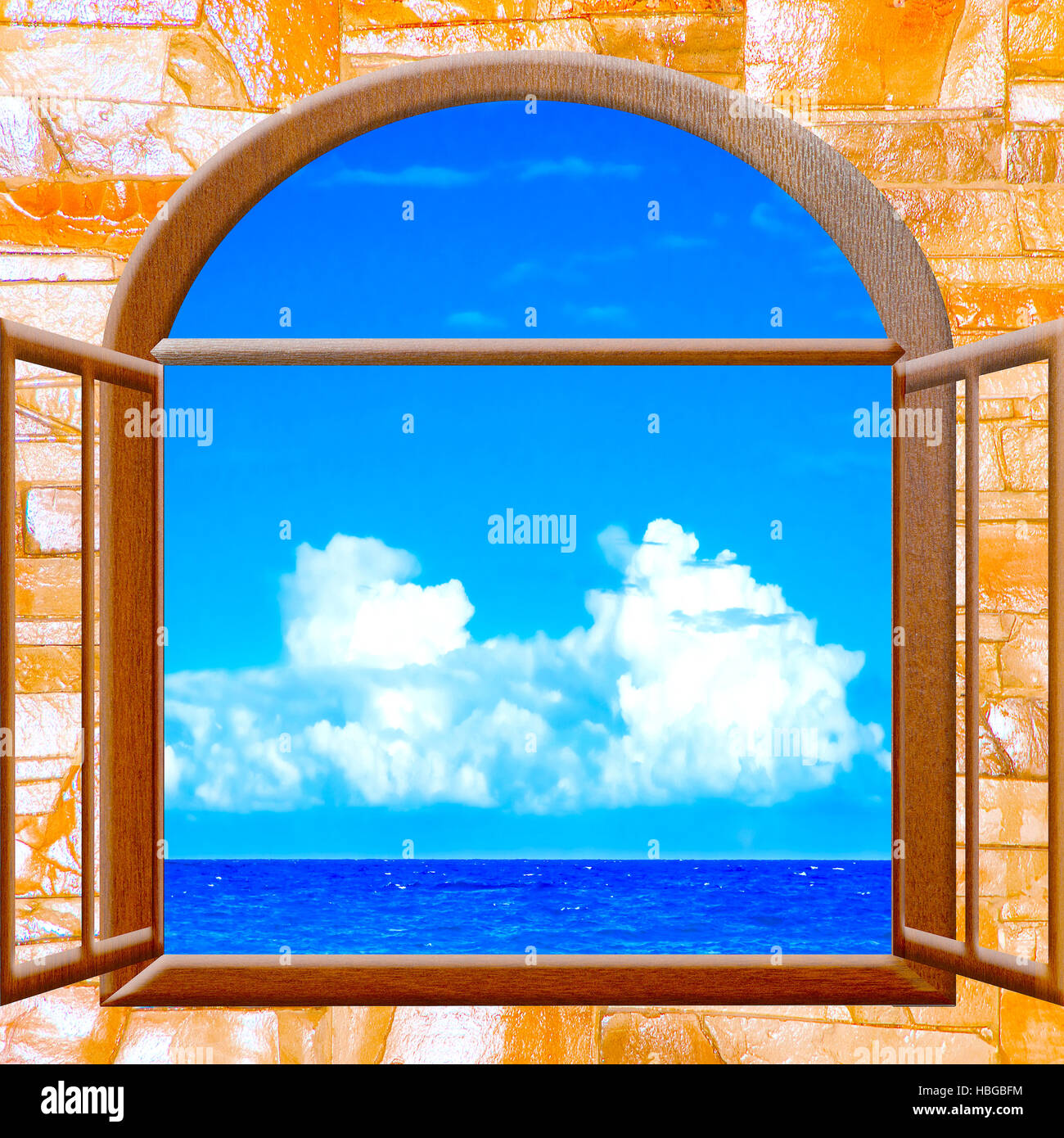 Ocean view window Stock Photo - Alamy