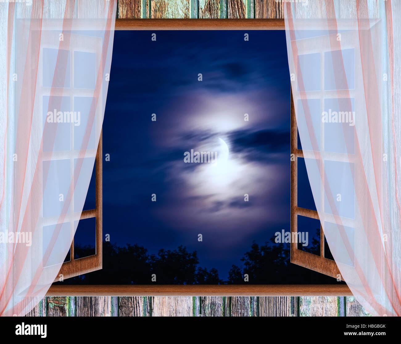 window view of the full moon Stock Photo - Alamy