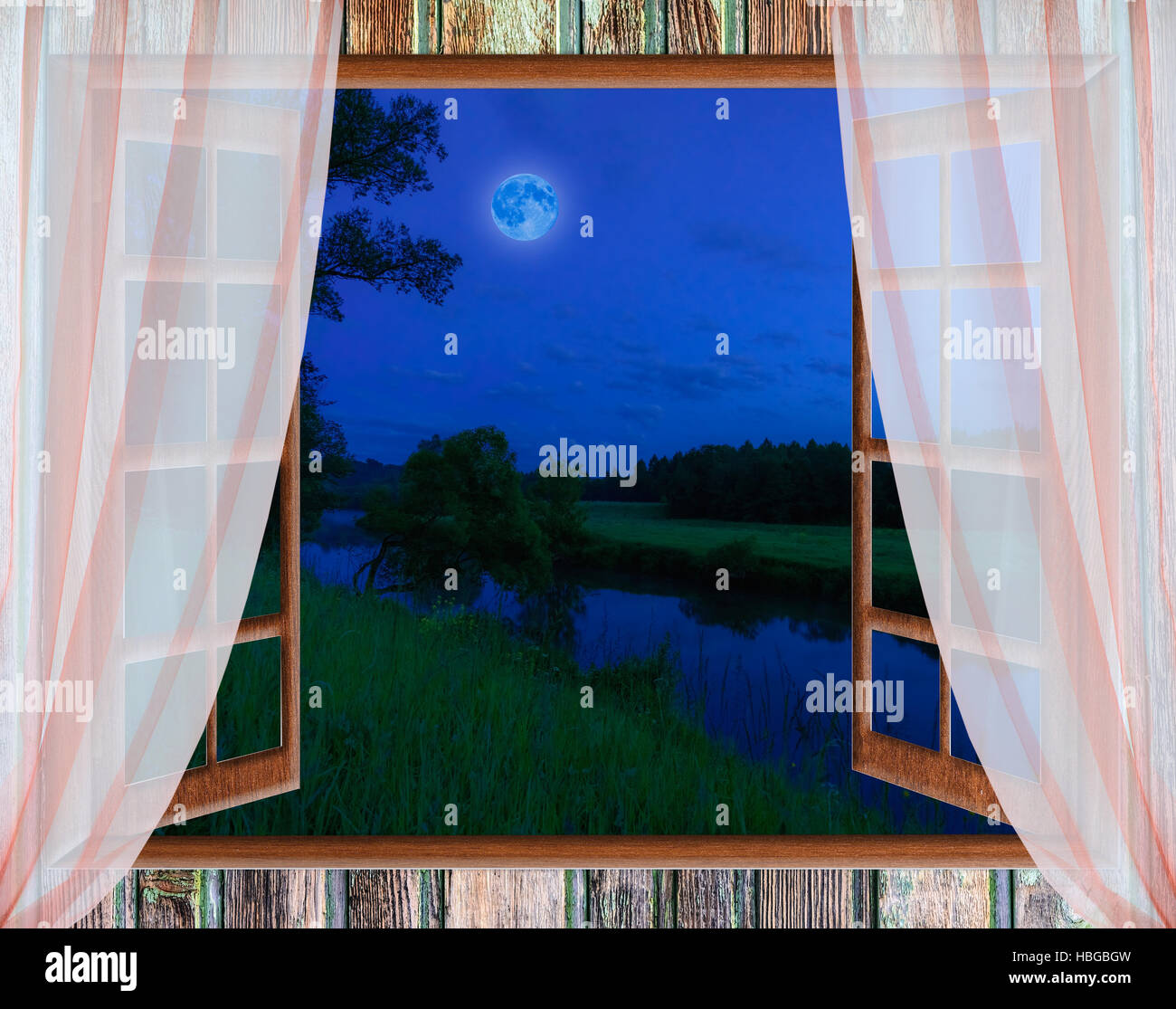 window view of the full moon Stock Photo - Alamy