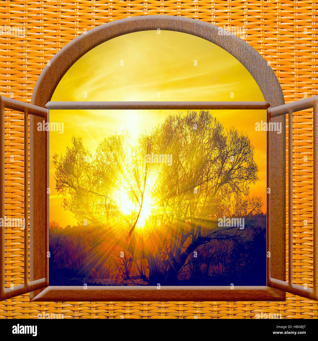 Beautiful sunrise from window dark hi-res stock photography and images ...