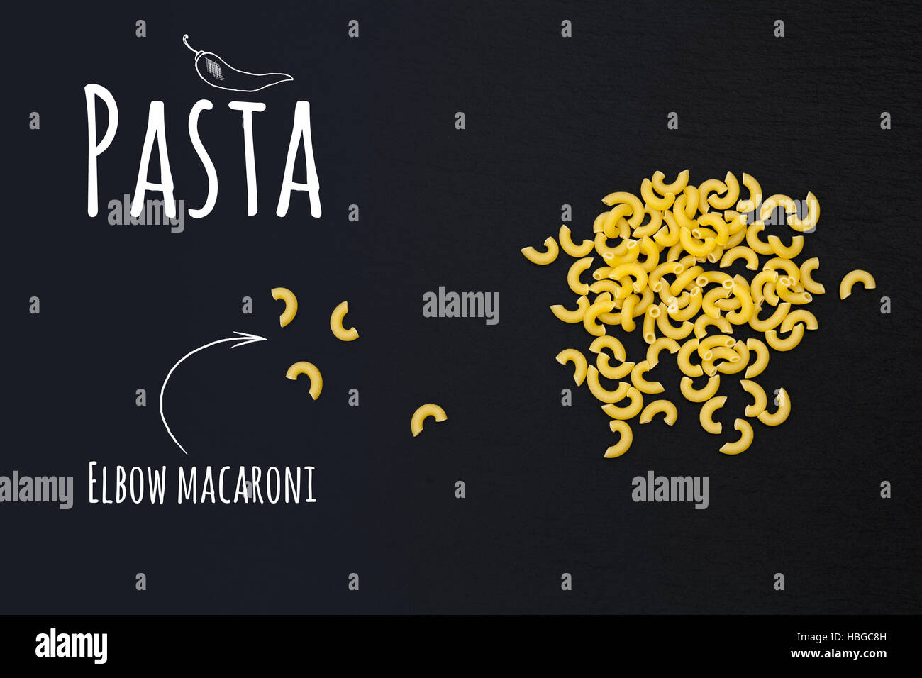 Uncooked Italian pasta Elbow macaroni Stock Photo - Alamy