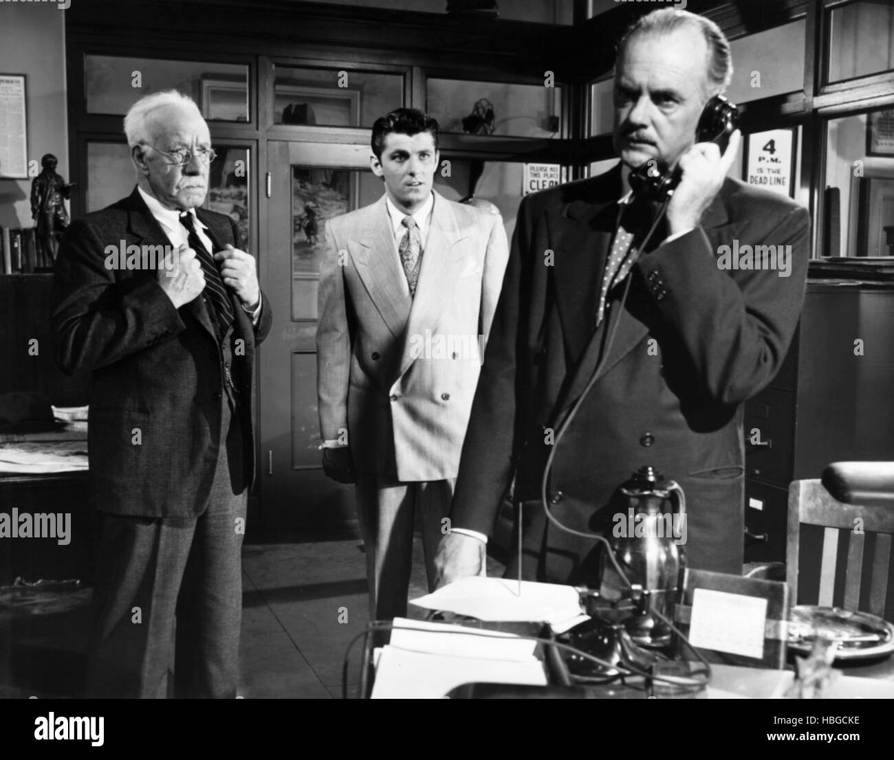 BANNERLINE, from left, Lewis Stone, Keefe Brasselle, Larry Keating ...
