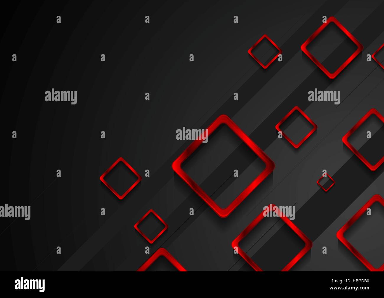 Bright red metal squares on black background Stock Photo - Alamy