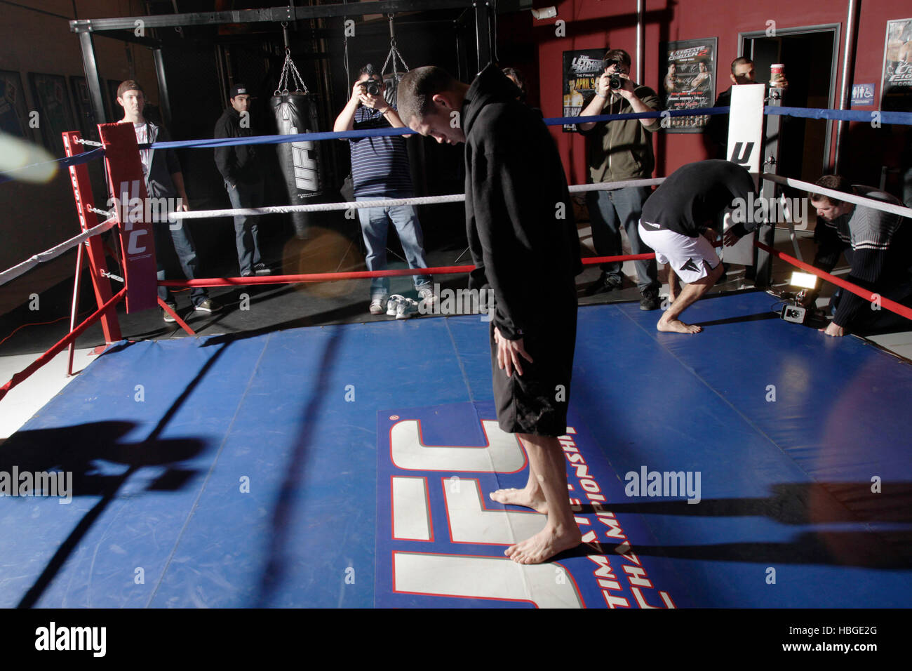 UFC fighter Nate Diaz works out for the media before UFC 141 in Las ...
