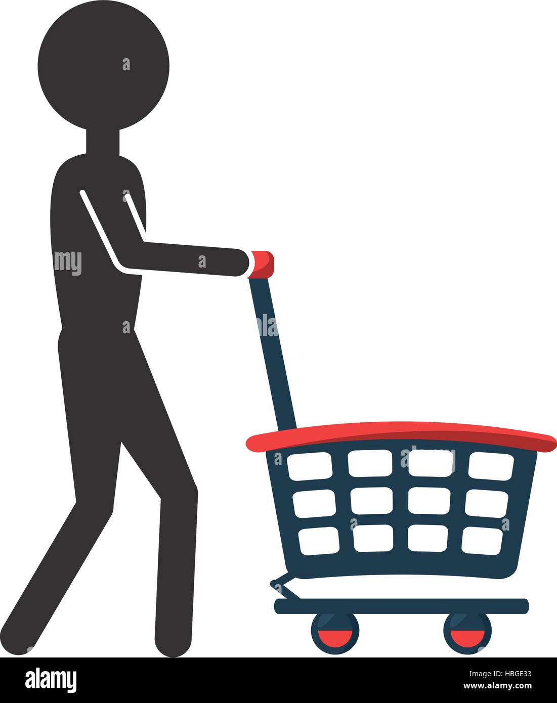 human figure with shopping cart vector illustration design Stock Vector ...