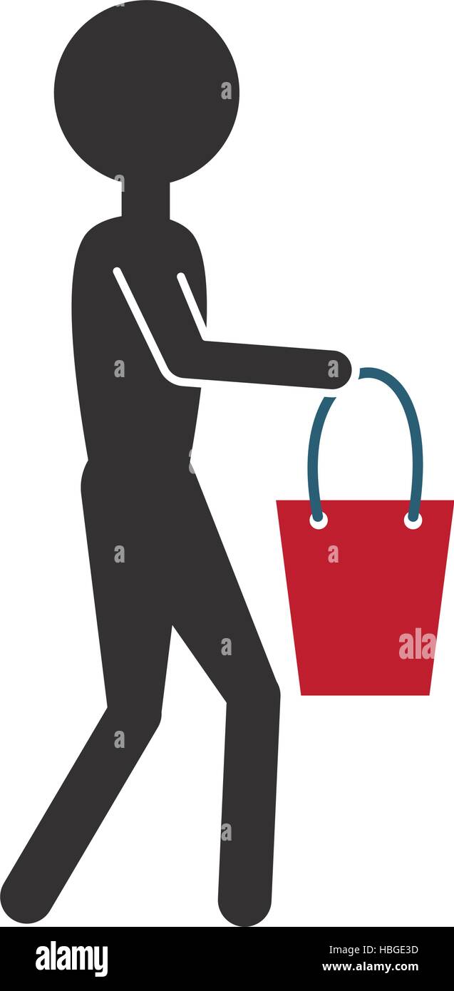 human figure with shopping basket vector illustration design Stock ...