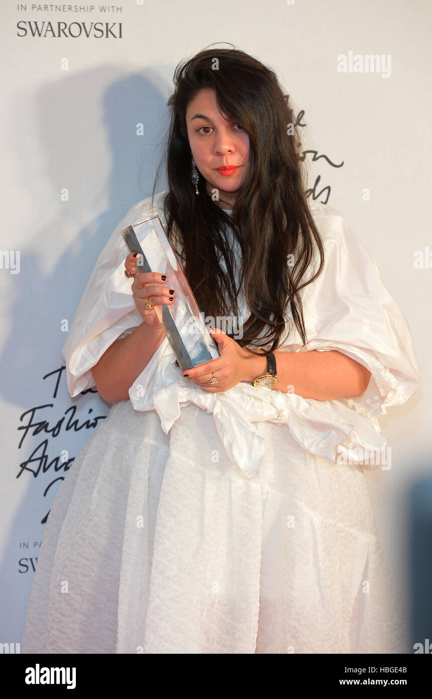 Simone Rocha with her award for British Womenswear Designer in the ...