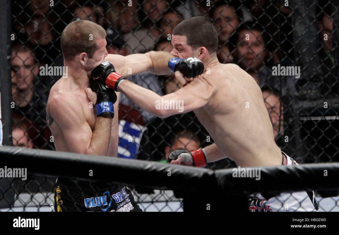UFC fighter Nate Diaz, right, fights Donald Cerrone at UFC 141 at the ...