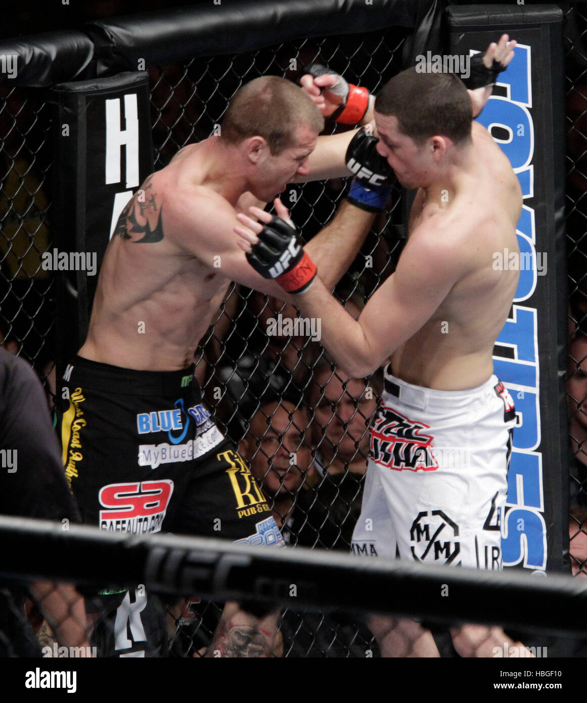UFC fighter Nate Diaz, right, fights Donald Cerrone at UFC 141 at the ...