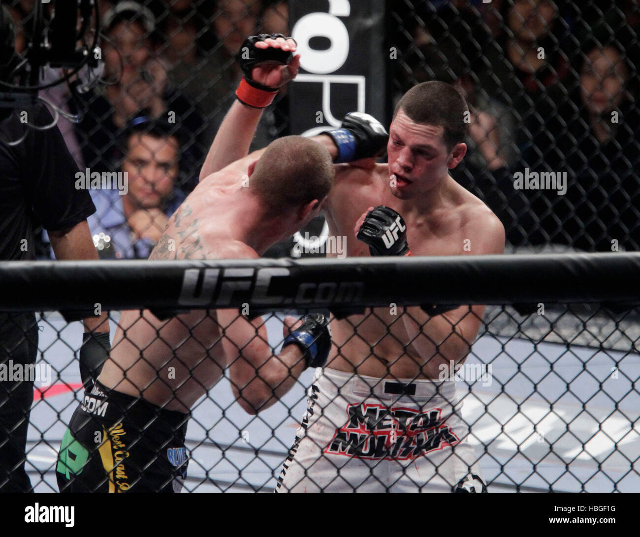 UFC fighter Nate Diaz, right, fights Donald Cerrone at UFC 141 at the ...