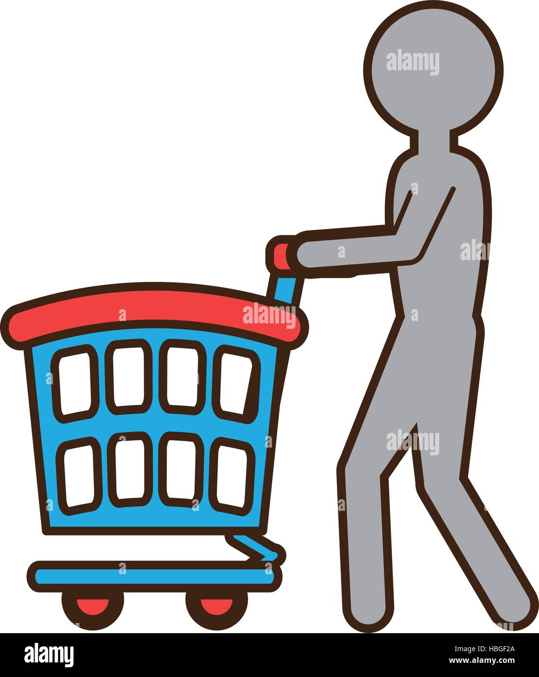 human figure with shopping cart vector illustration design Stock Vector ...