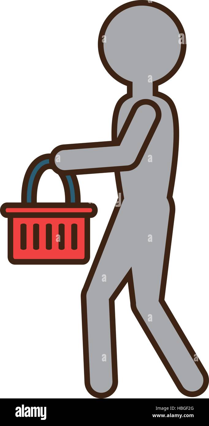human figure with shopping basket vector illustration design Stock ...