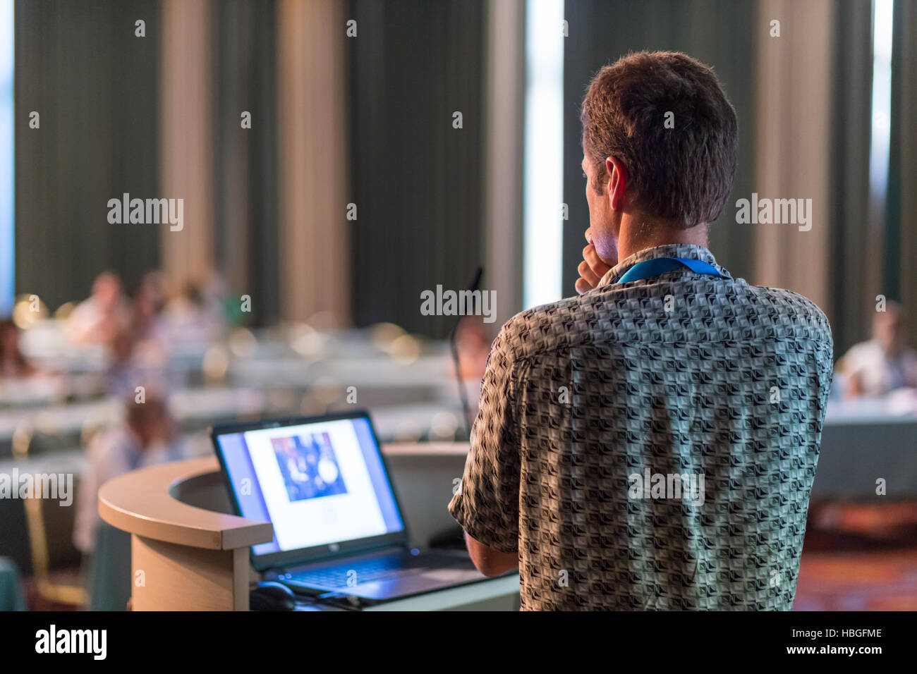 Public speaker giving talk at scientific conference Stock Photo - Alamy