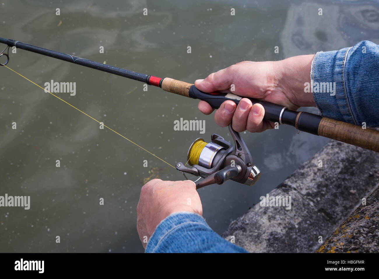 fishing rod reel Stock Photo - Alamy