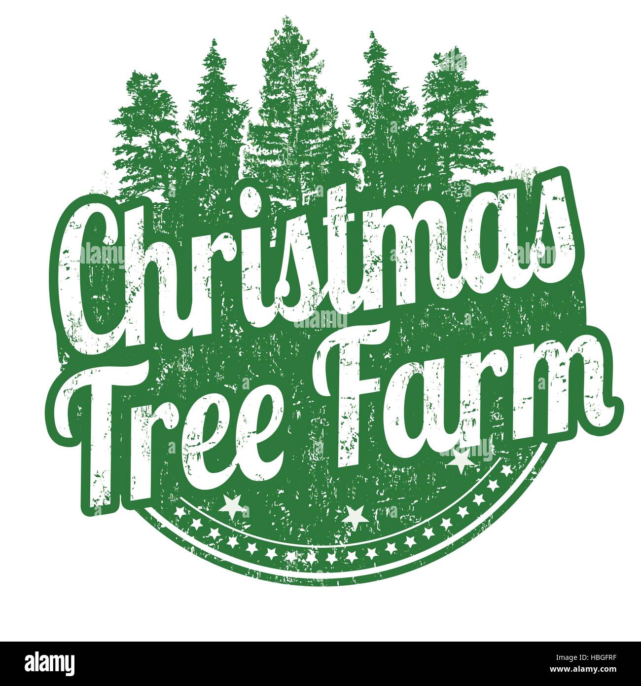 Christmas tree farm grunge rubber stamp on white background, vector ...