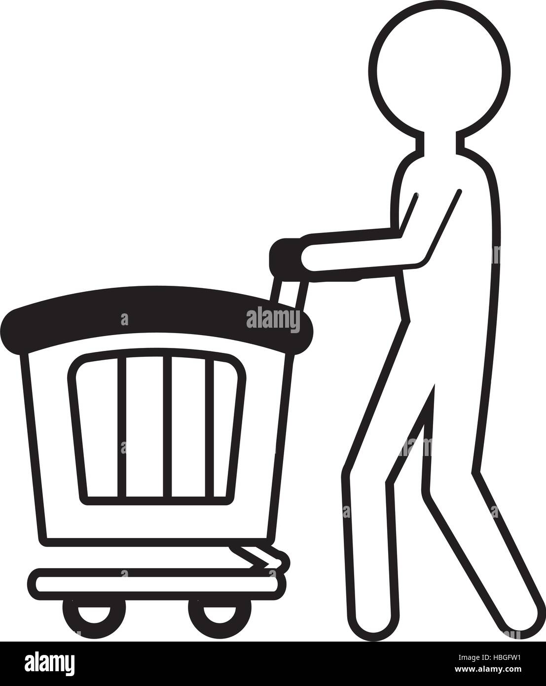 human figure with shopping cart vector illustration design Stock Vector ...