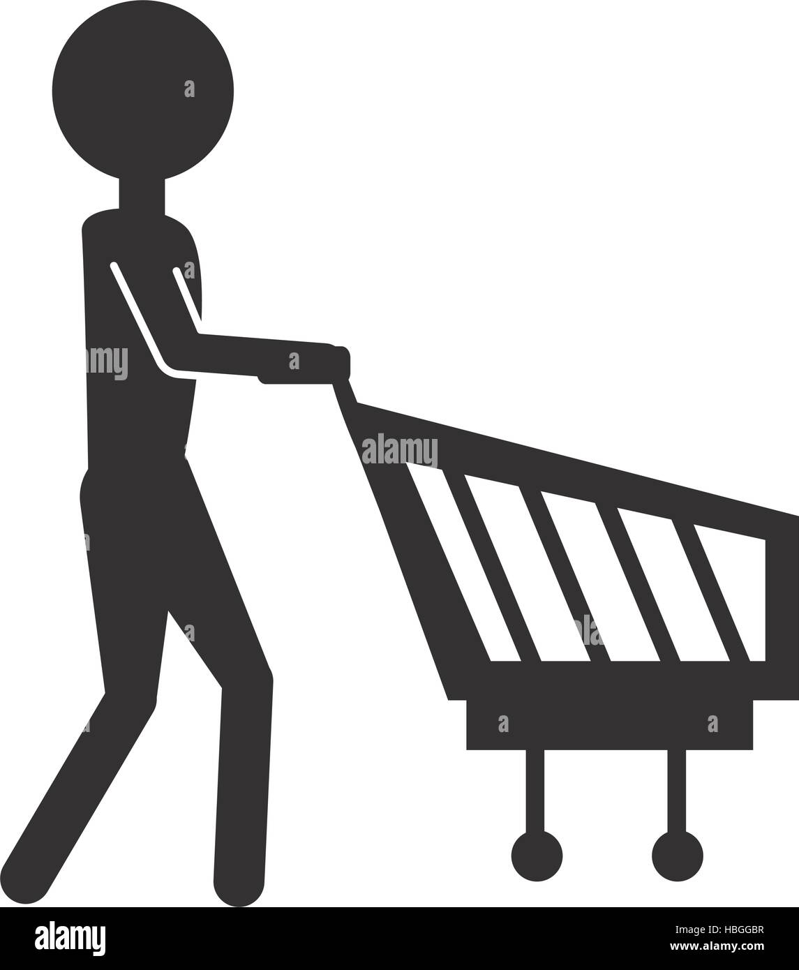 human figure with shopping cart vector illustration design Stock Vector ...