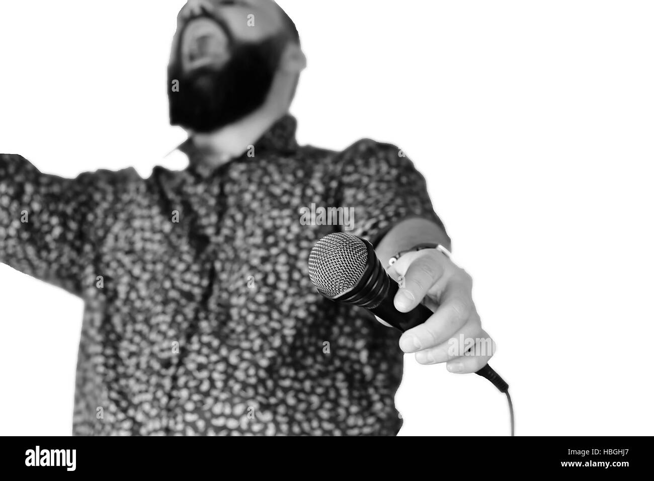 Microphone isolated man hand Stock Photo - Alamy