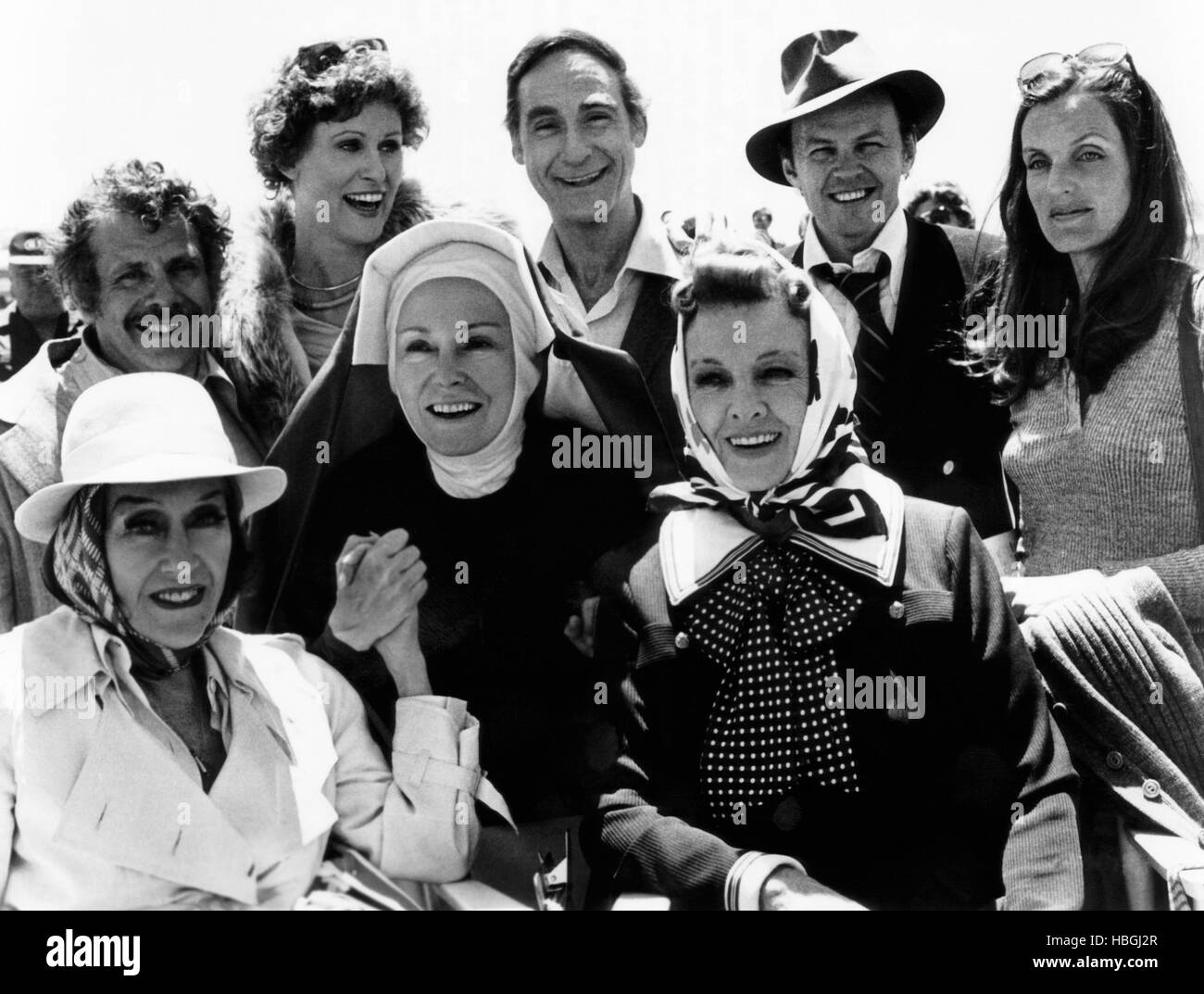 AIRPORT 1975, reporter Nancy Funk (back row, left) interviews Gloria ...