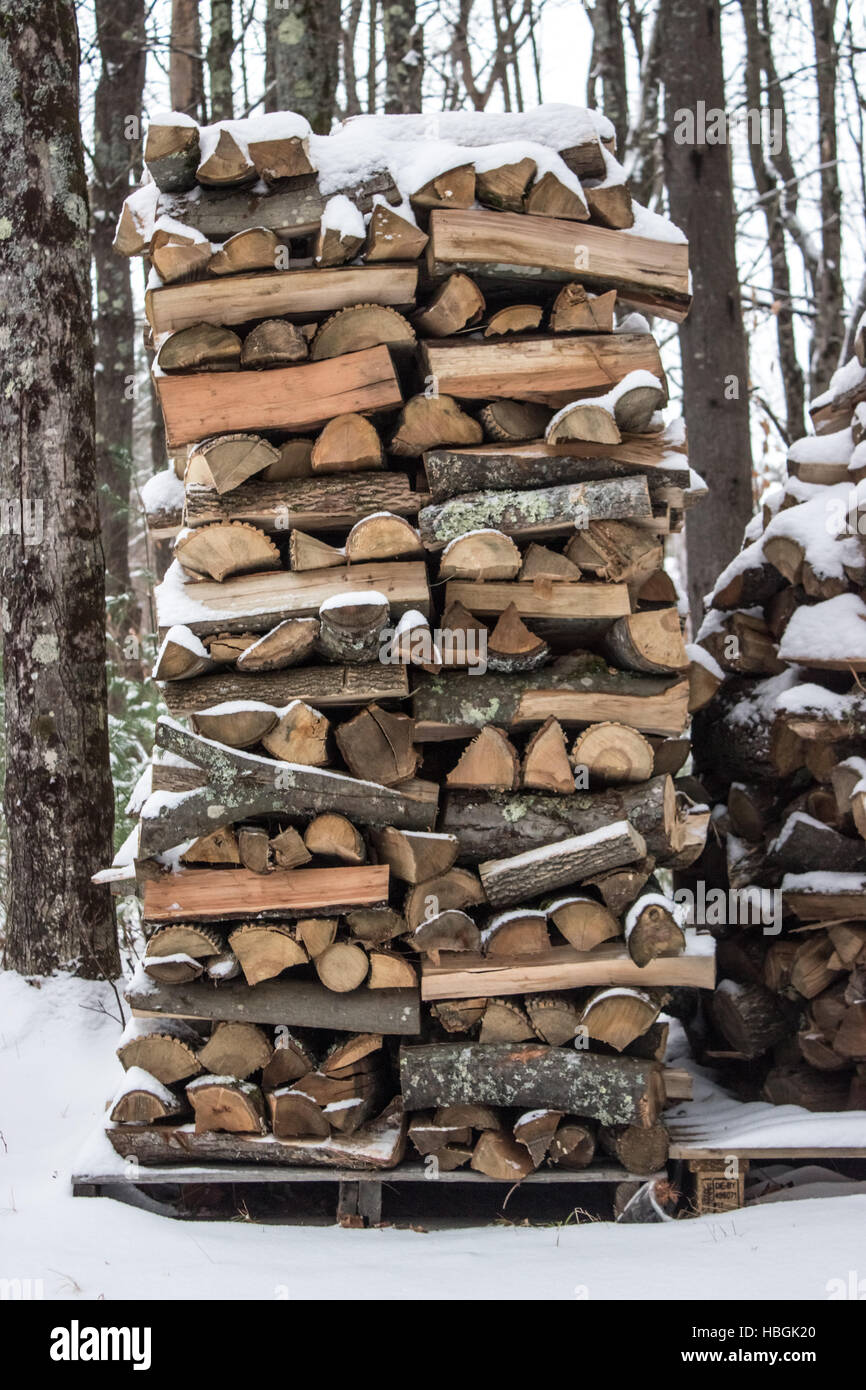 Firewood with snow hi-res stock photography and images - Alamy