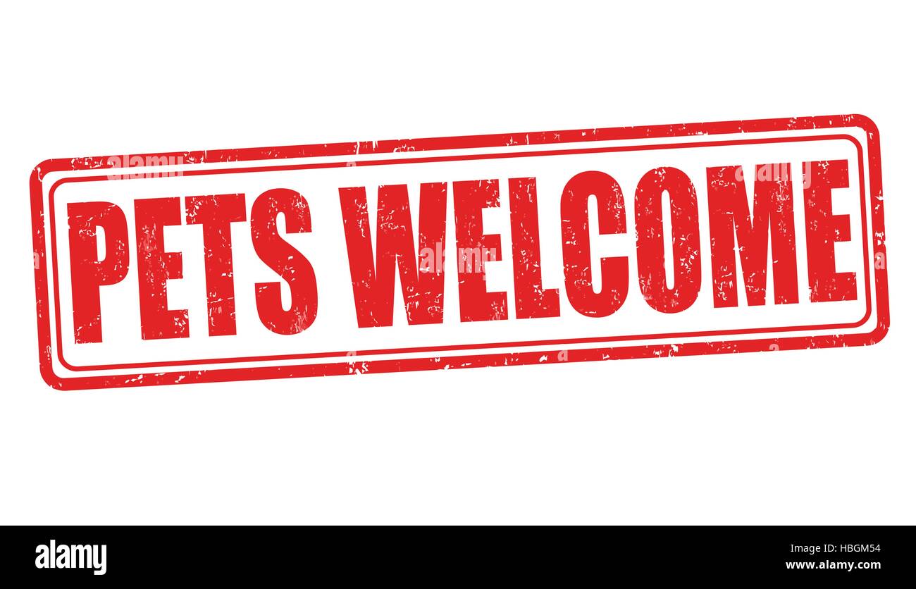 Pets welcome grunge rubber stamp on white background, vector ...