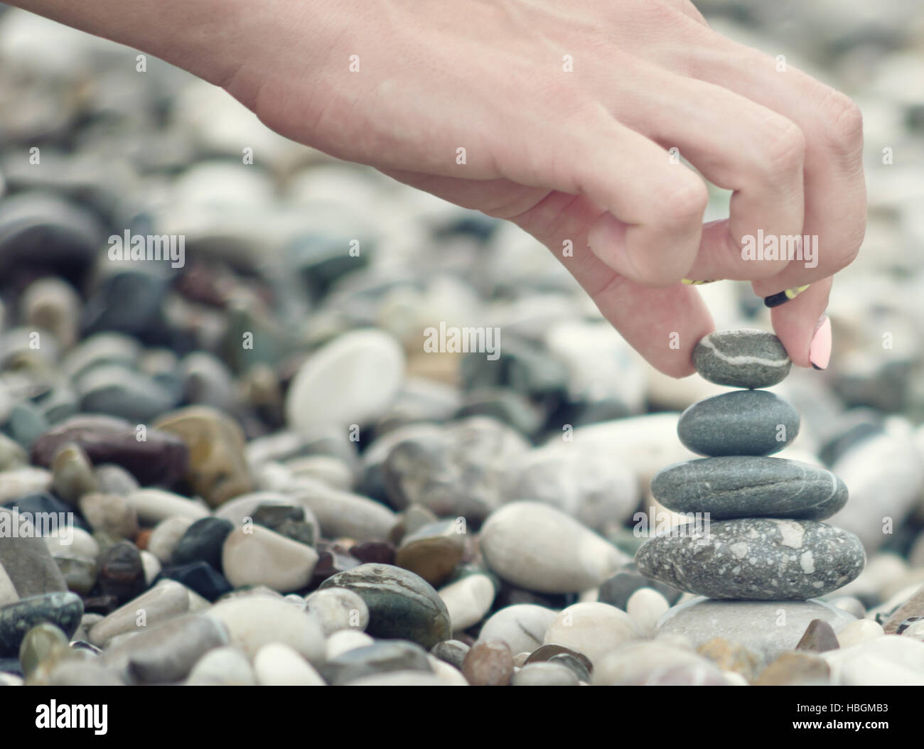 balancing stone tower Stock Photo - Alamy