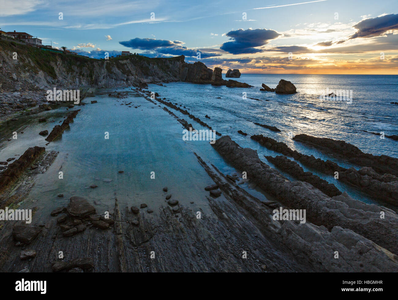 Arnia beach sunset view hi-res stock photography and images - Alamy