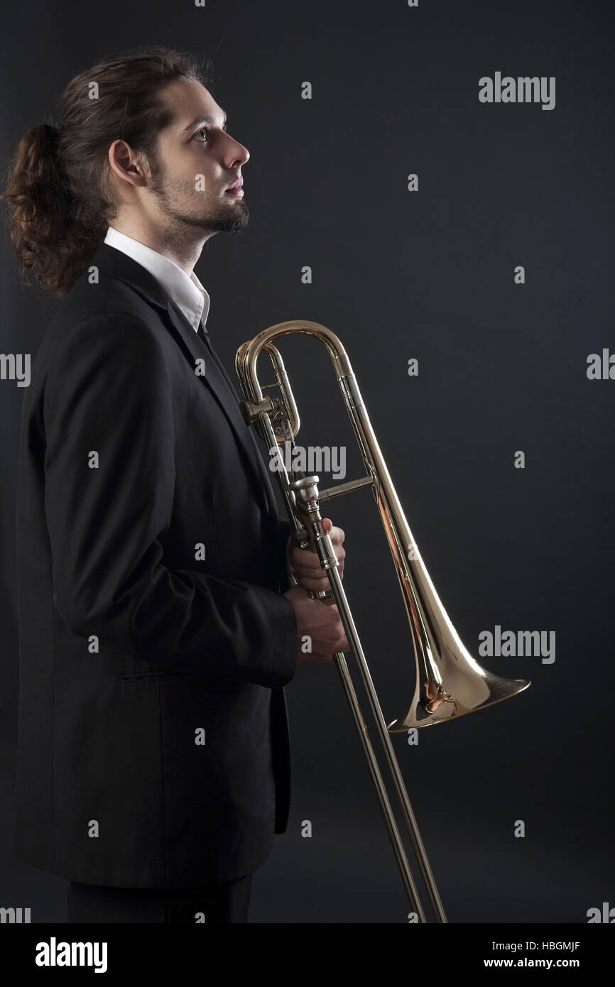 Trombonist, trombone player Stock Photo - Alamy