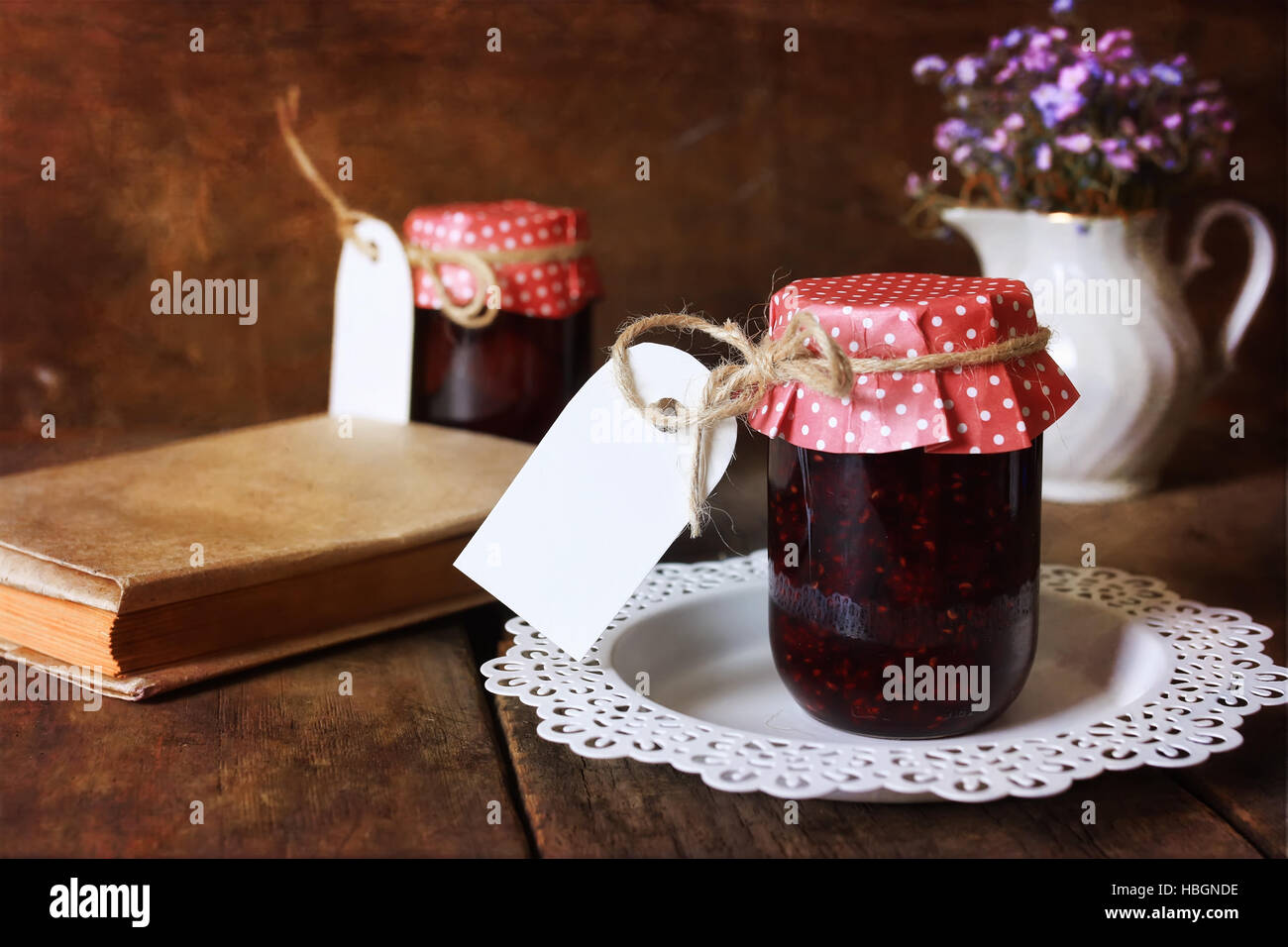 retro rustic homemade jam jar Stock Photo - Alamy