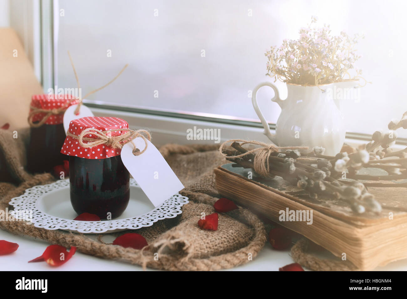 harvest rustic homemade jam Stock Photo - Alamy