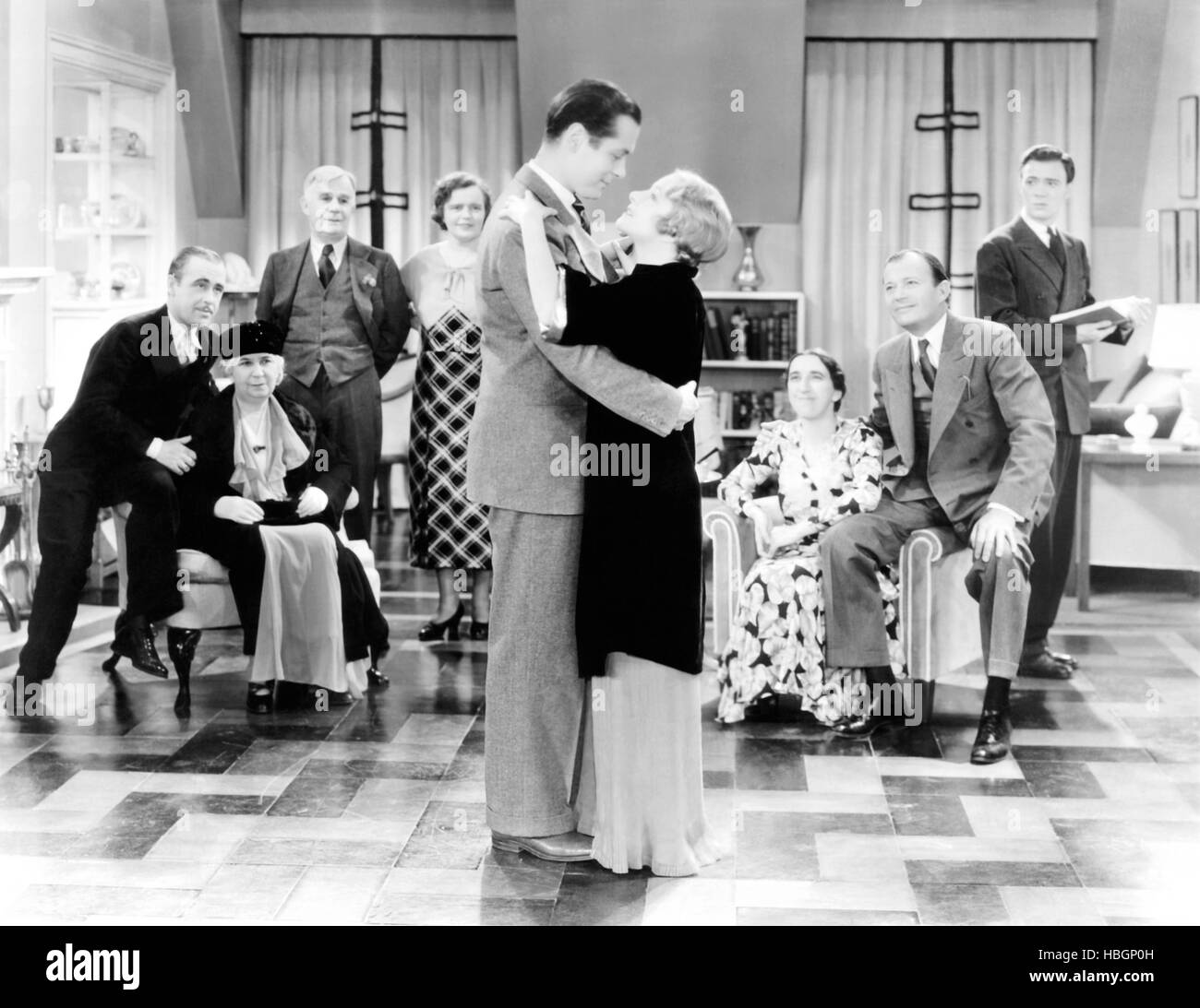 ANOTHER LANGUAGE, front from left: Robert Montgomery, Helen Hayes, rear from left: Hal K. Dawson ...