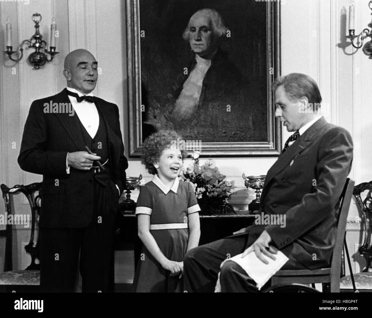 ANNIE, from left, Albert Finney, Aileen Quinn, Edward Herrmann, 1982 ...