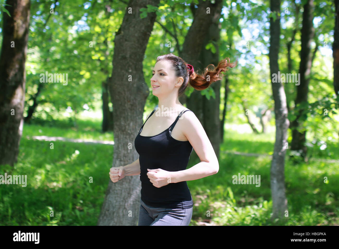 woman sport run in park outdoor Stock Photo - Alamy