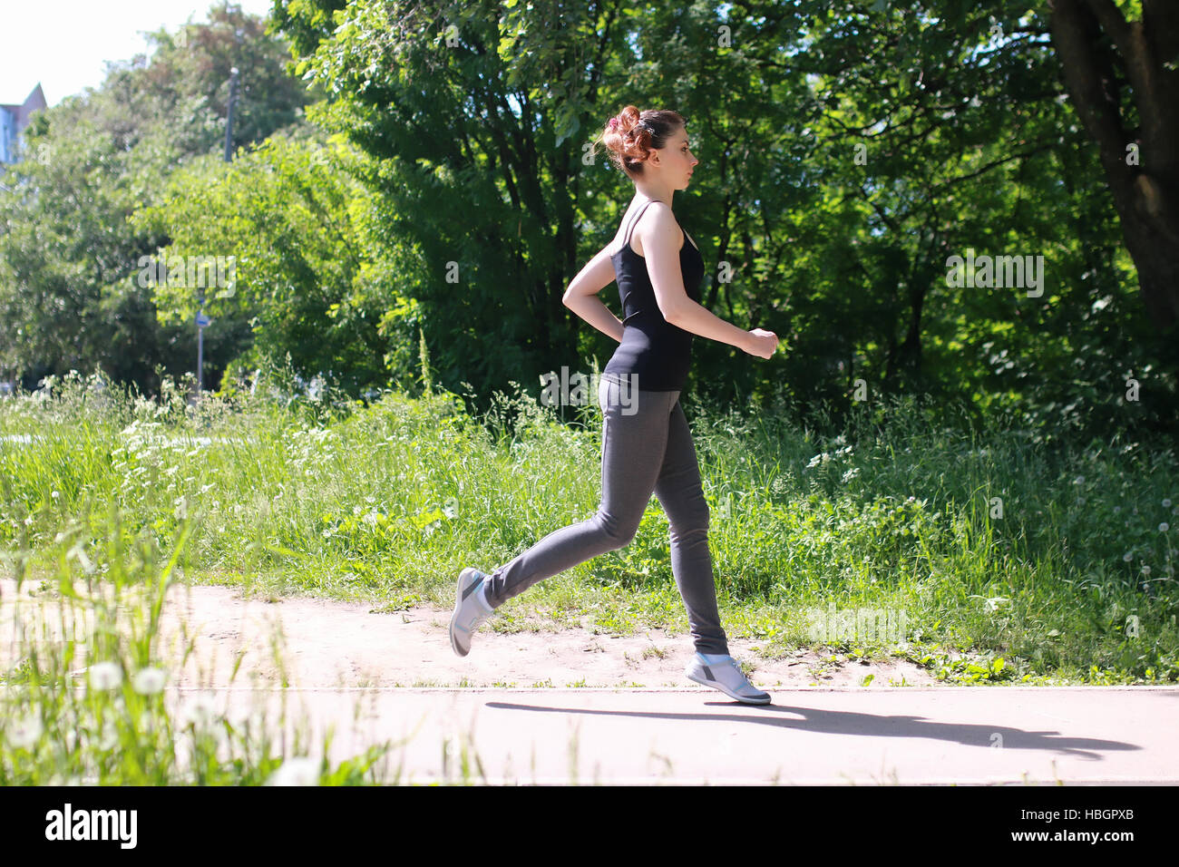 woman sport run in park outdoor Stock Photo - Alamy