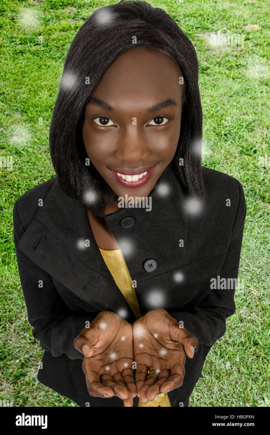 Woman with Orbs Stock Photo - Alamy