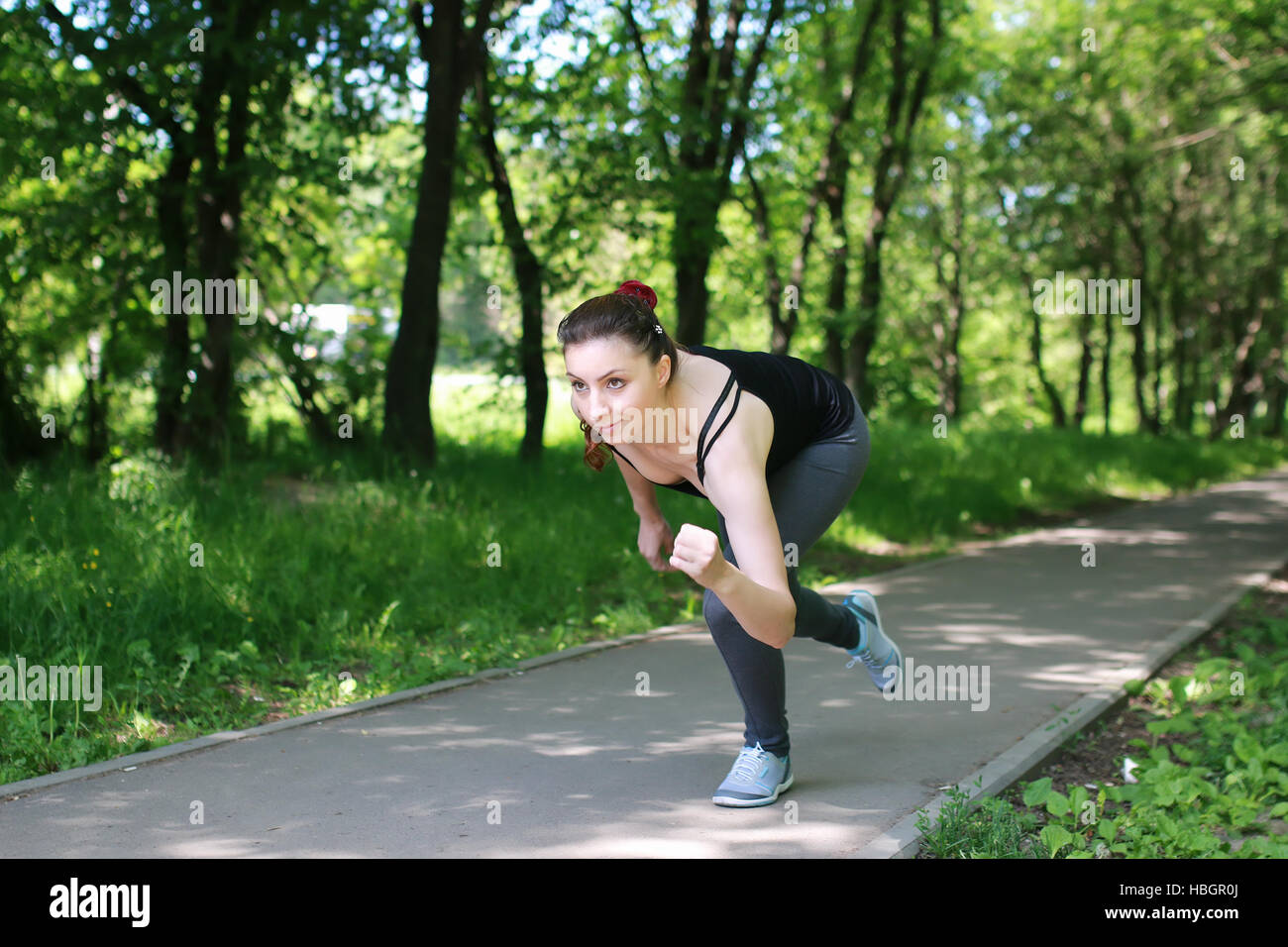 woman sport run in park outdoor Stock Photo - Alamy
