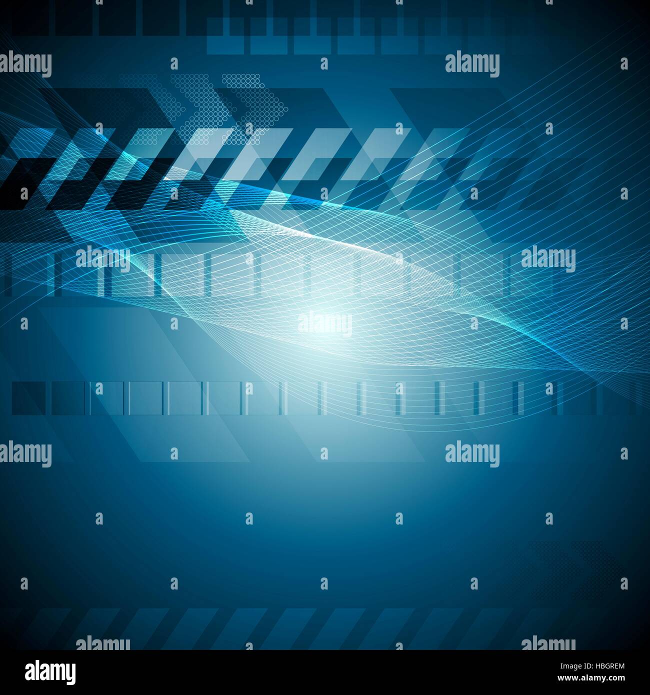 Blue tech background with wavy lines Stock Photo - Alamy