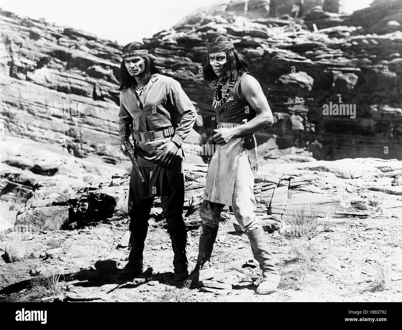 THE BATTLE AT APACHE PASS, from left, Jeff Chandler, Jay Silverheels ...