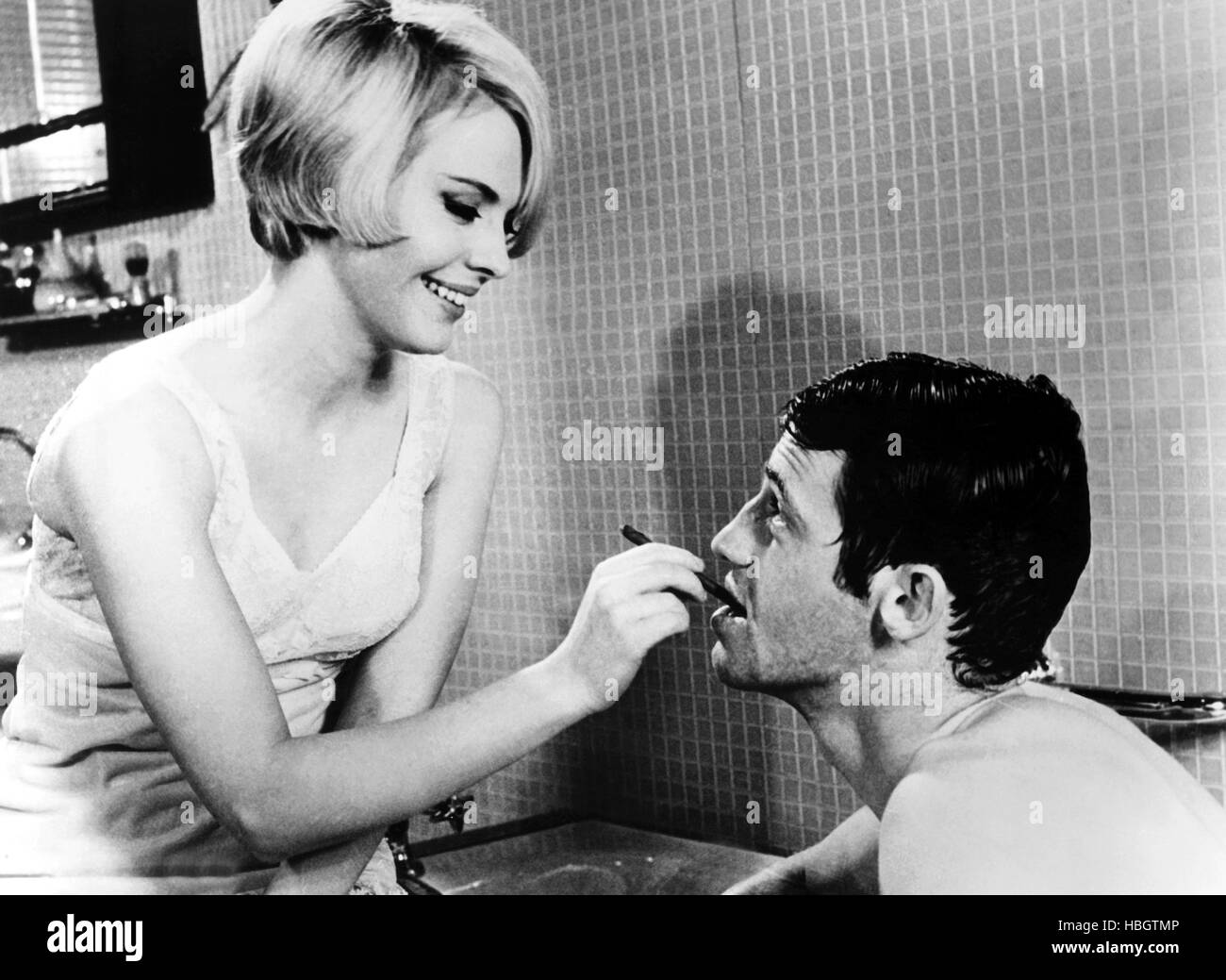 BACKFIRE, (aka ESCHAPPEMENT LIBRE), from left, Jean Seberg, Jean-Paul Belmondo, 1964 Stock Photo ...