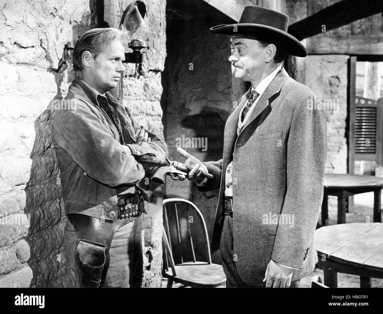 BACKLASH, from left: Richard Widmark. John McIntire, 1956 Stock Photo ...