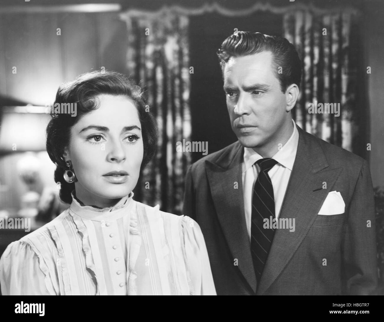 BACKFORE, from left: Viveca Lindfors, Edmond O'Brien, 1950 Stock Photo ...