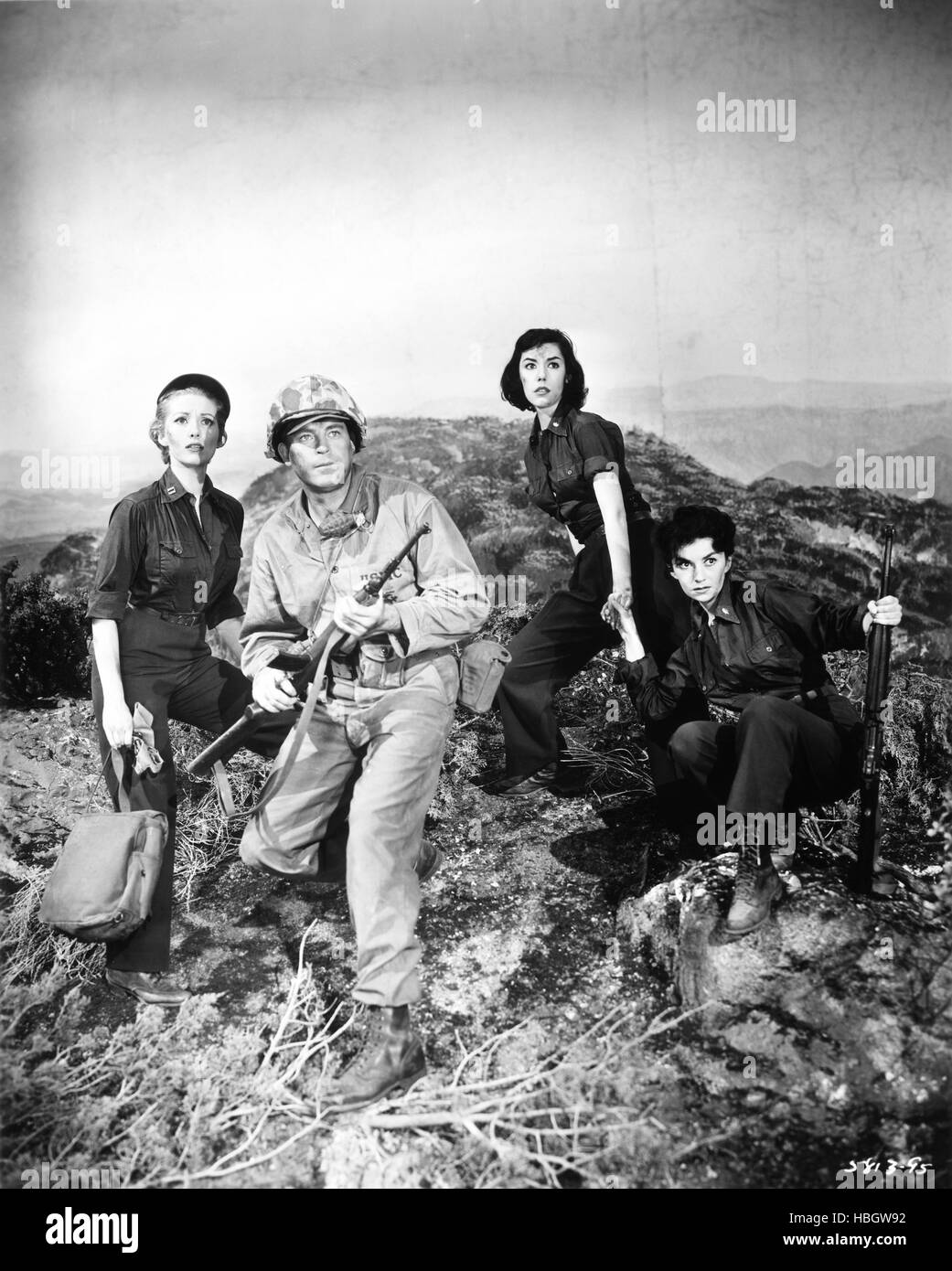BATTLE FLAME, from left, Elaine Edwards, Scott Brady, Peggy Moffitt ...