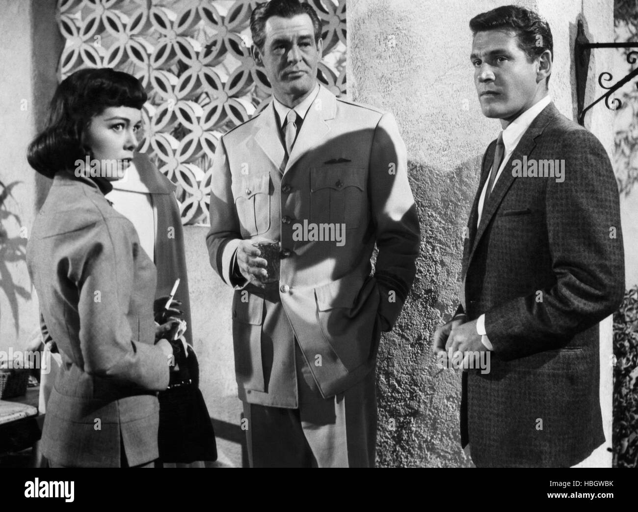 BACK FROM ETERNITY, Phyllis Kirk, Robert Ryan, Gene Barry, 1956 Stock ...