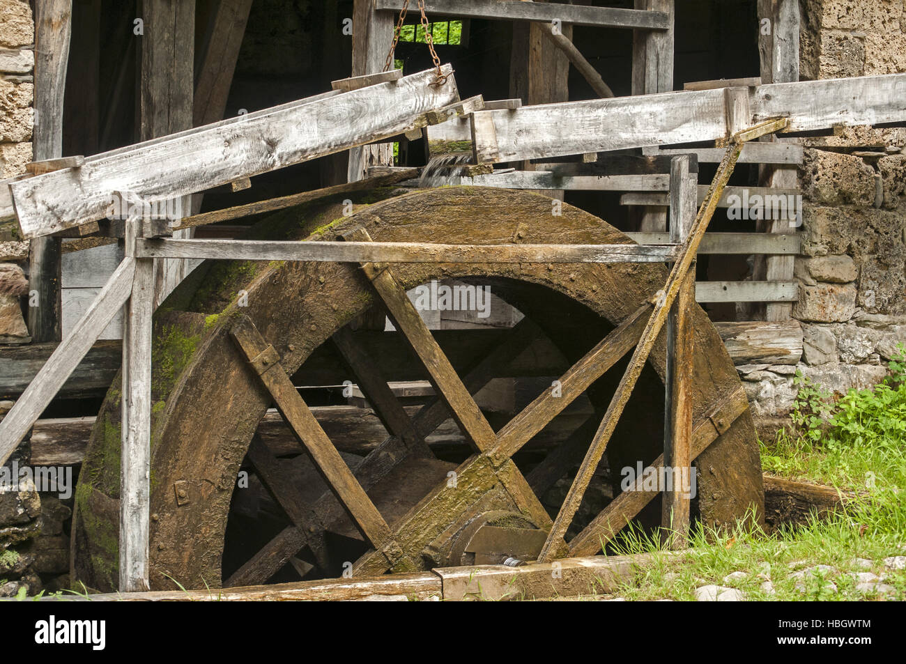 Wooden mill wheel Stock Photo - Alamy