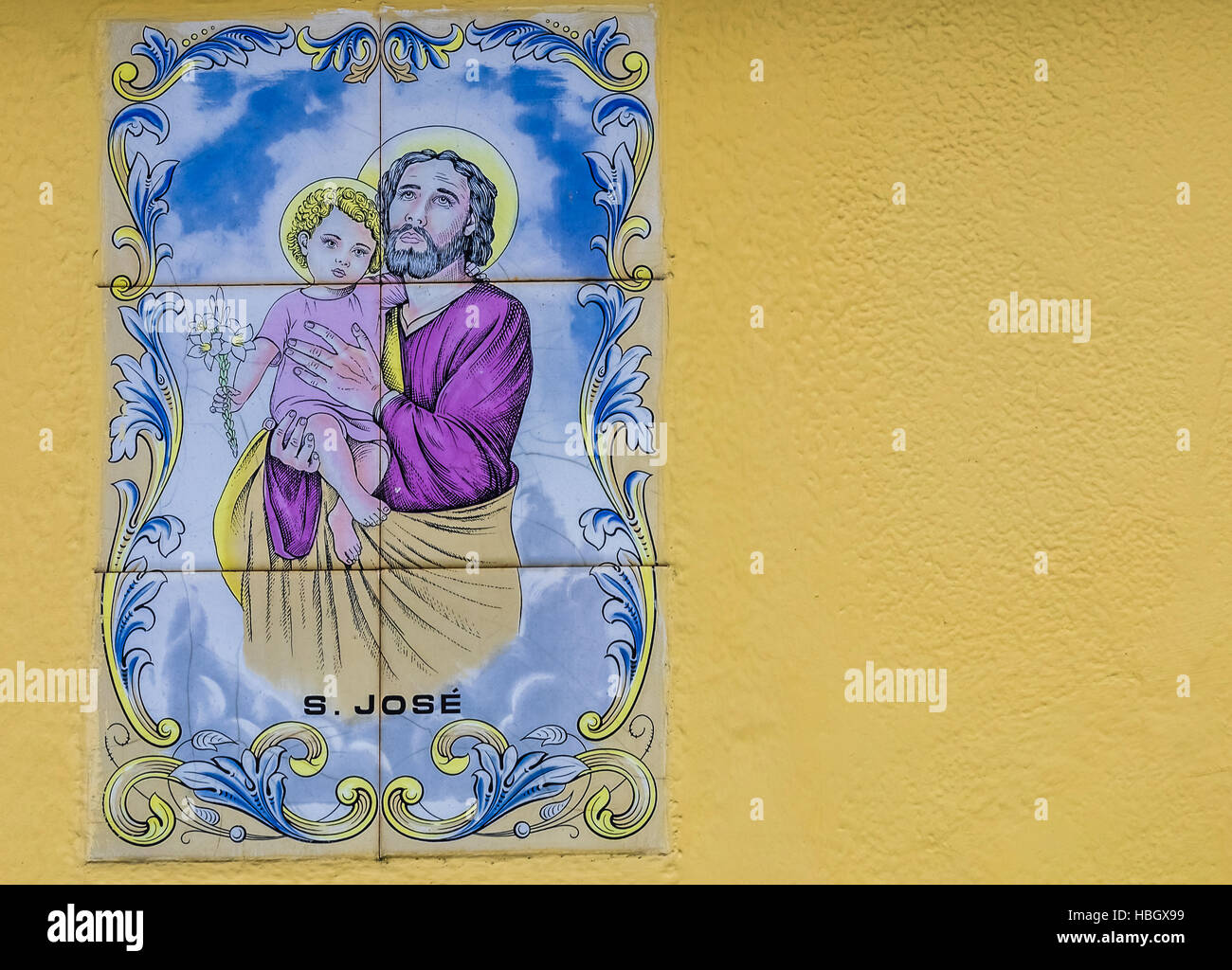 Holy baby Jesus and Joseph Stock Photo - Alamy