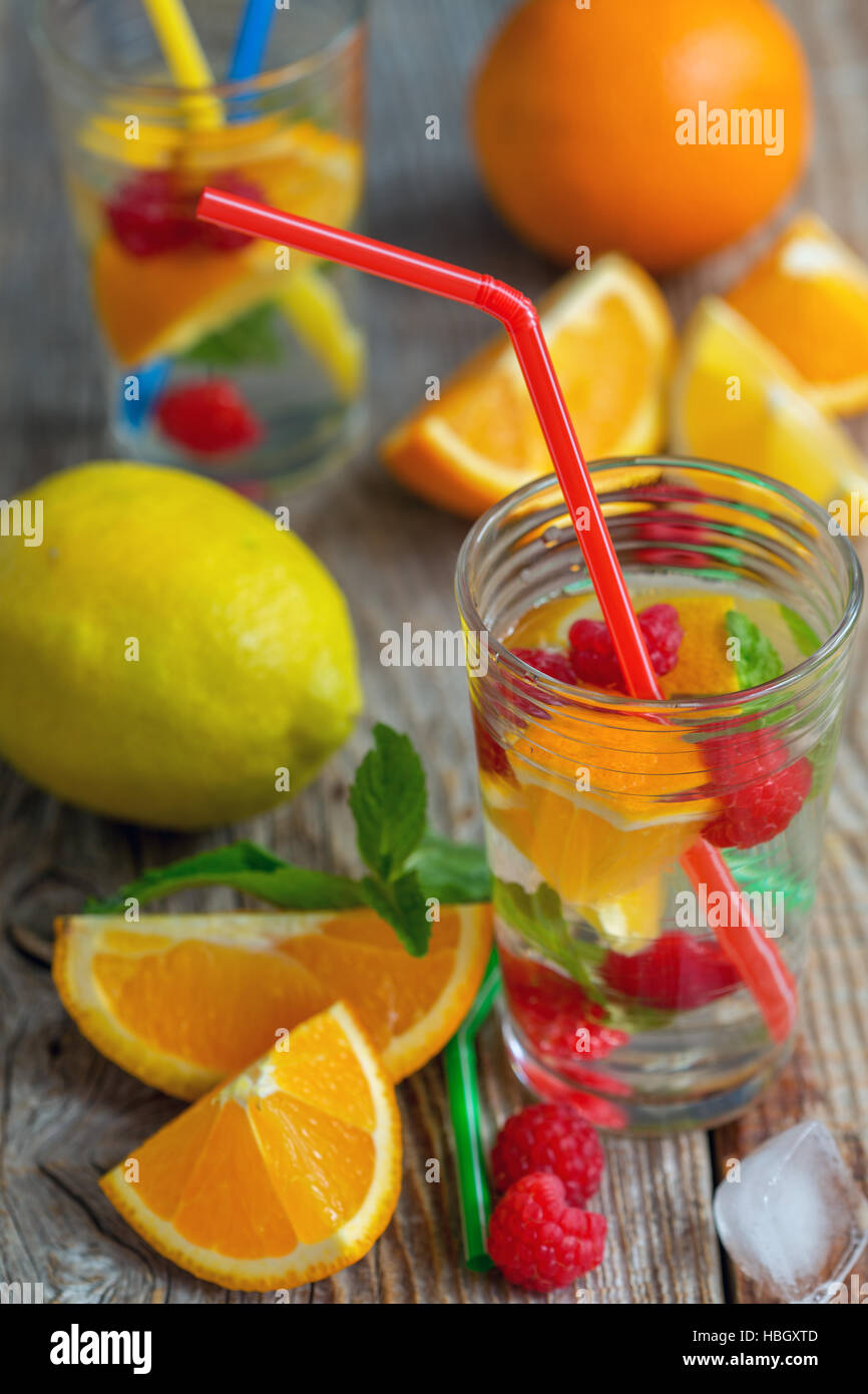 Summer refreshments and fruit Stock Photo - Alamy