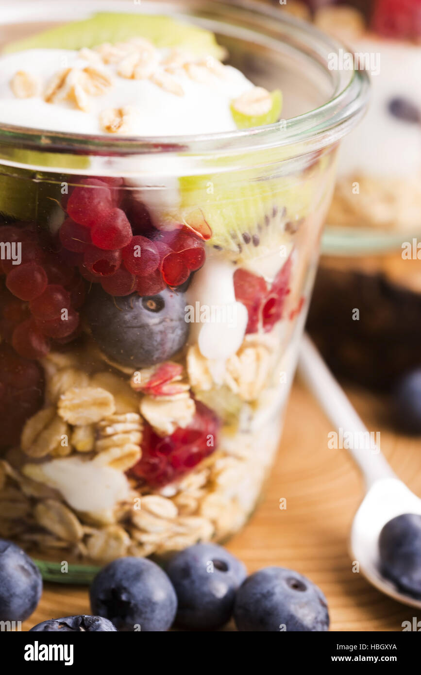 musli served with joghurt and fresh fruits Stock Photo - Alamy