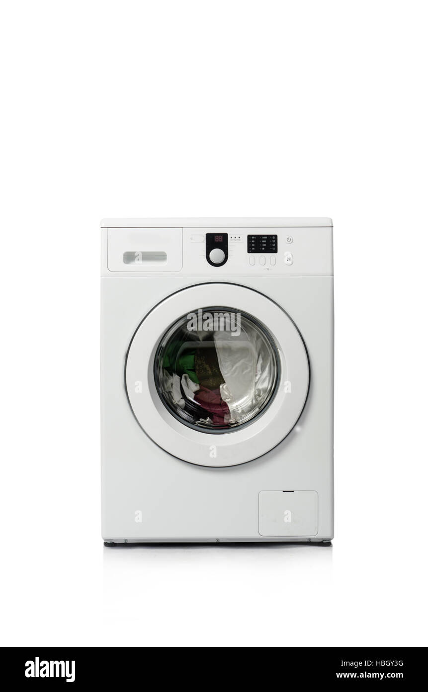 Washing machine isolated on white background Stock Photo - Alamy