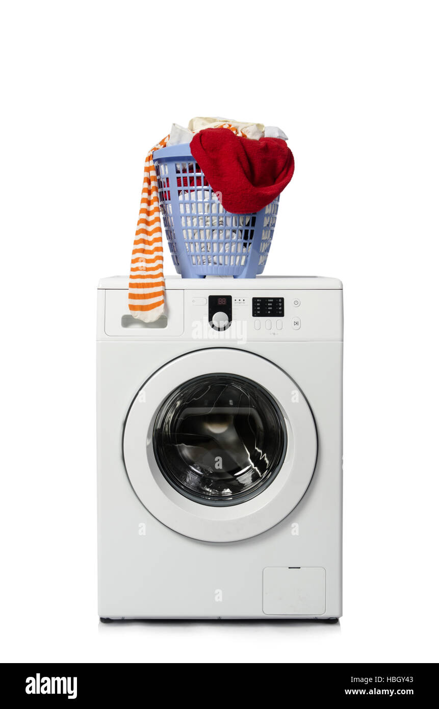 Washing machine isolated on white background Stock Photo - Alamy