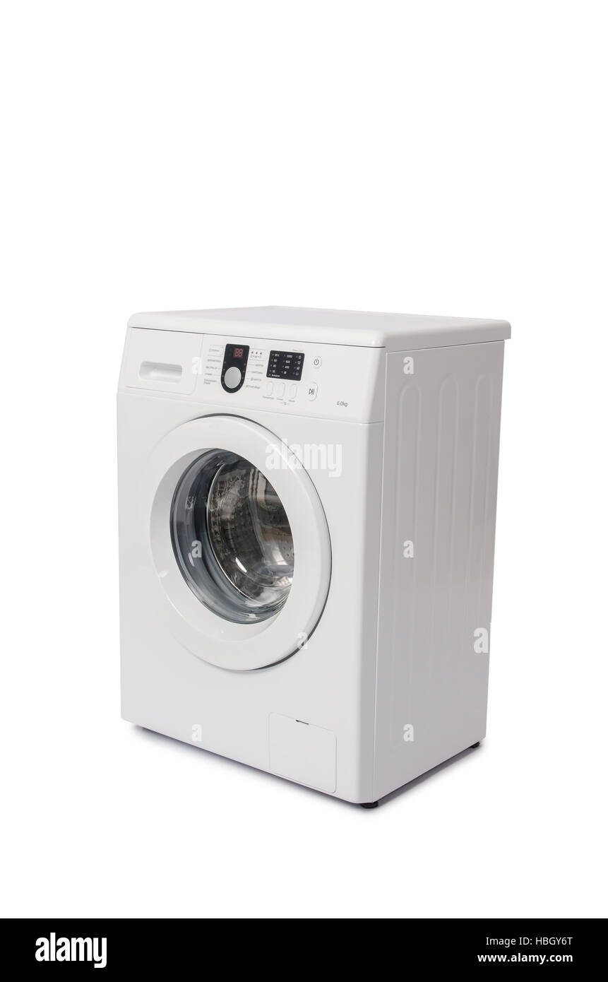Washing machine isolated on white background Stock Photo - Alamy